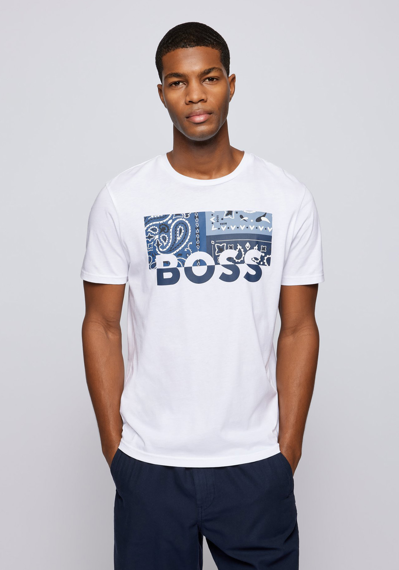 BOSS Κοντομάνικη Μπλούζα της σειράς Thinking 3 - 50469663 100 White ...